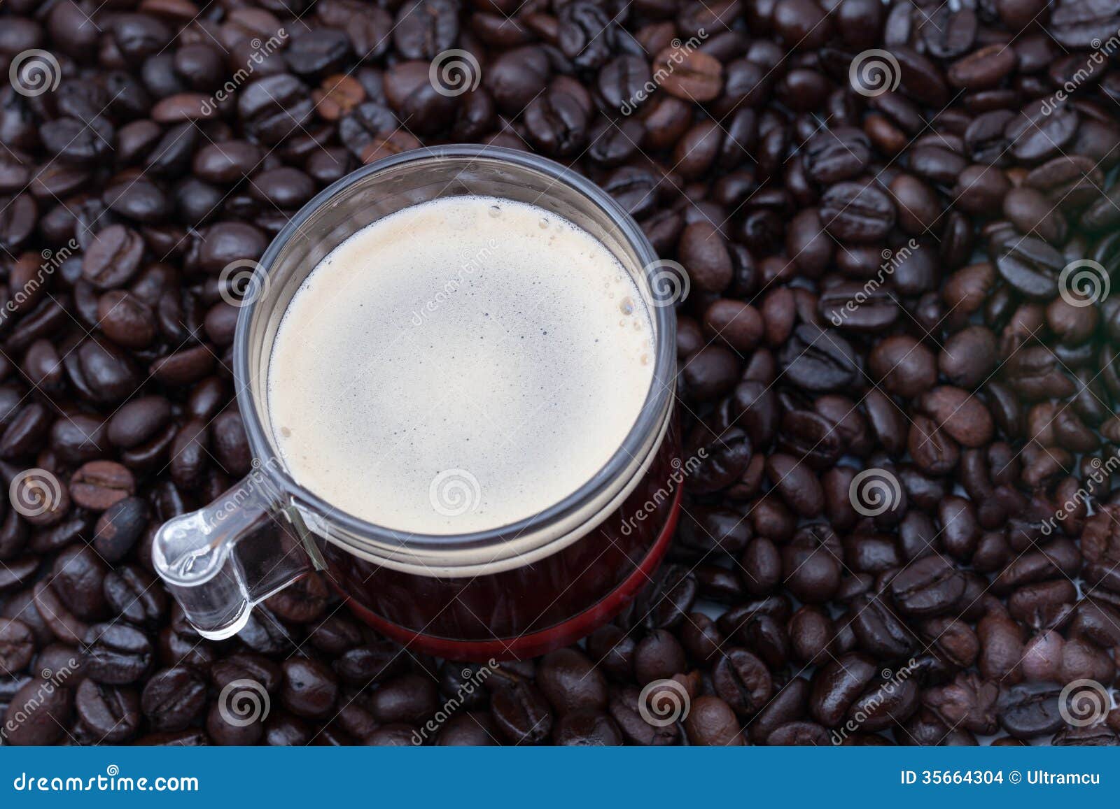 Espresso One Shot and Coffee Beans Stock Photo - Image of bean, grain ...