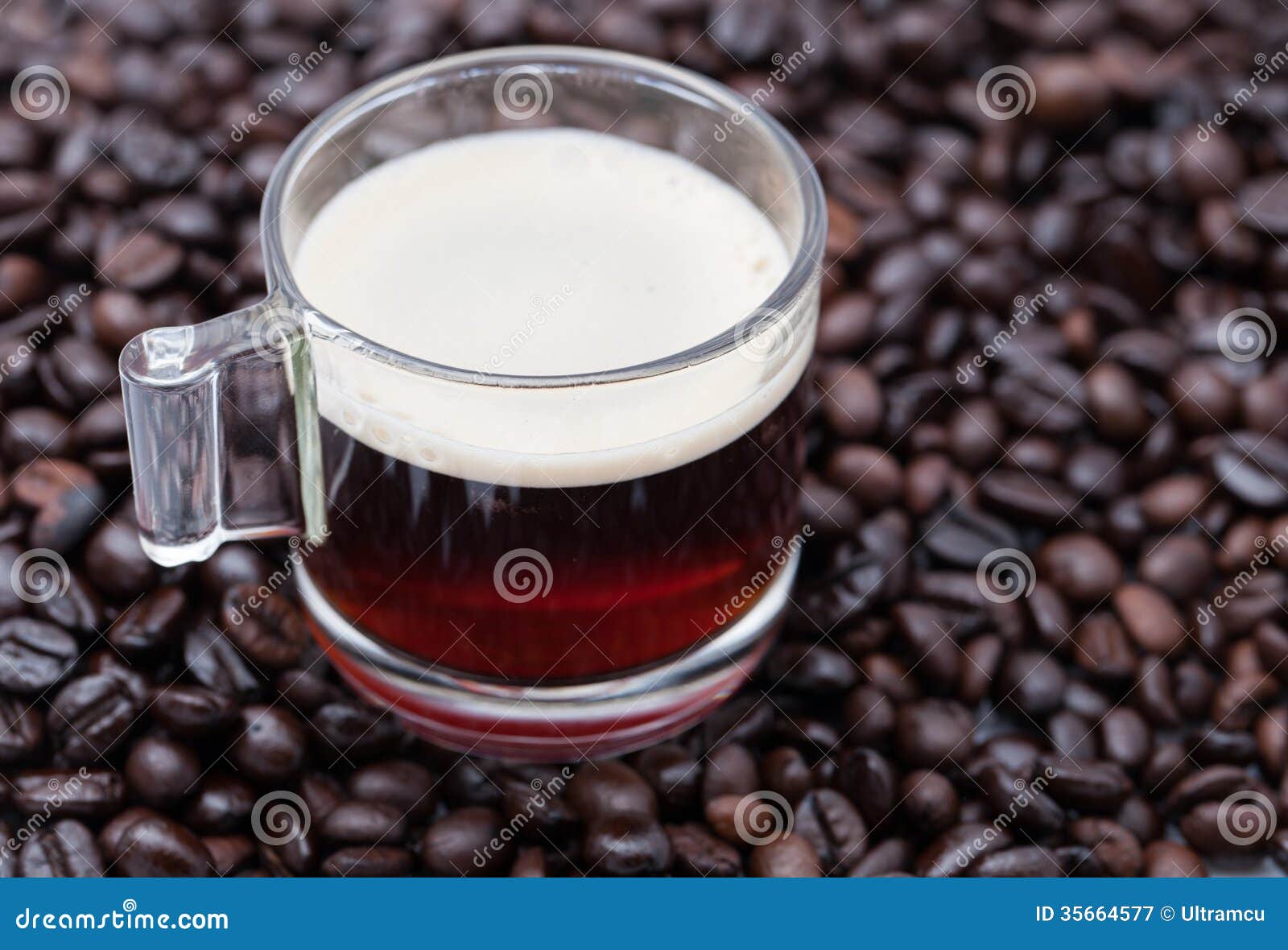 Espresso One Shot and Coffee Beans Stock Image - Image of bean, african ...