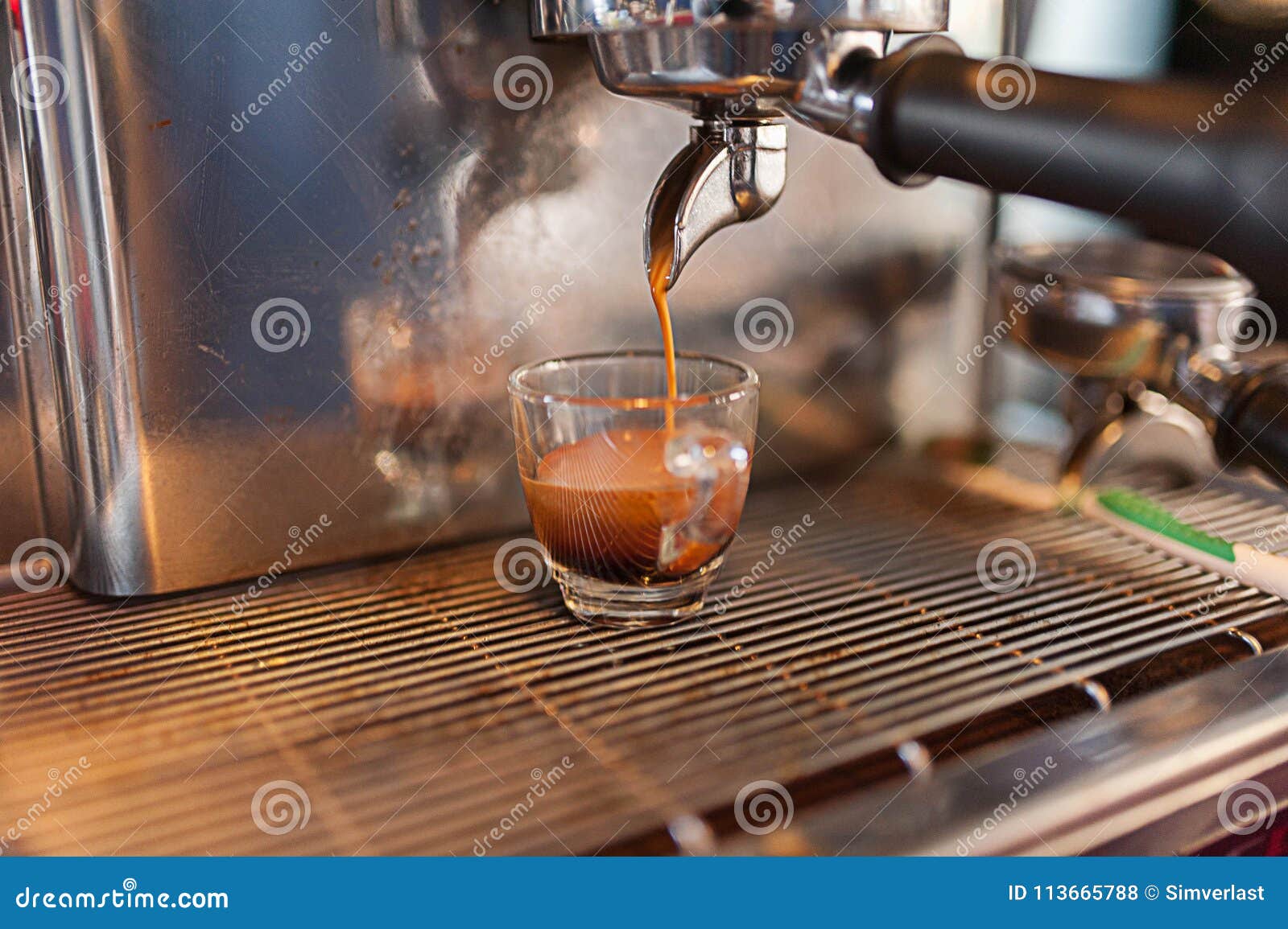 Espresso Shot at the Machine Stock Photo - Image of caffeine, brown ...