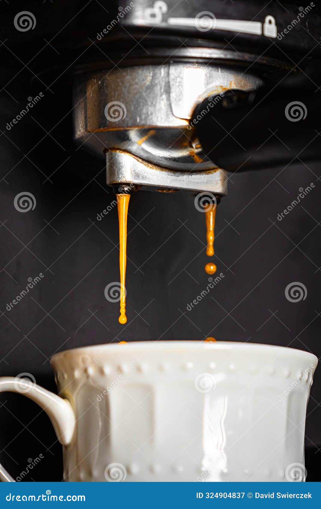 Espresso Shot Pouring Out of an Espresso Maker Stock Image - Image of ...
