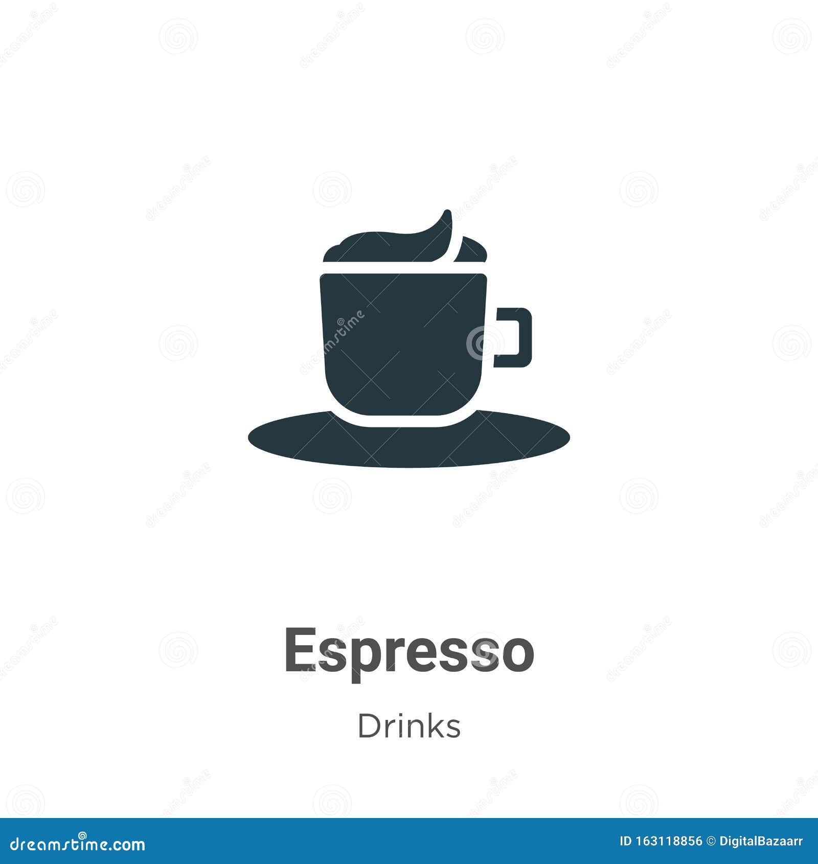 Espresso Vector Icon on White Background. Flat Vector Espresso Icon ...