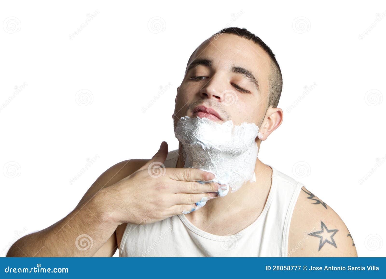 Espuma de afeitar stock image. Image of head, personal - 28058777