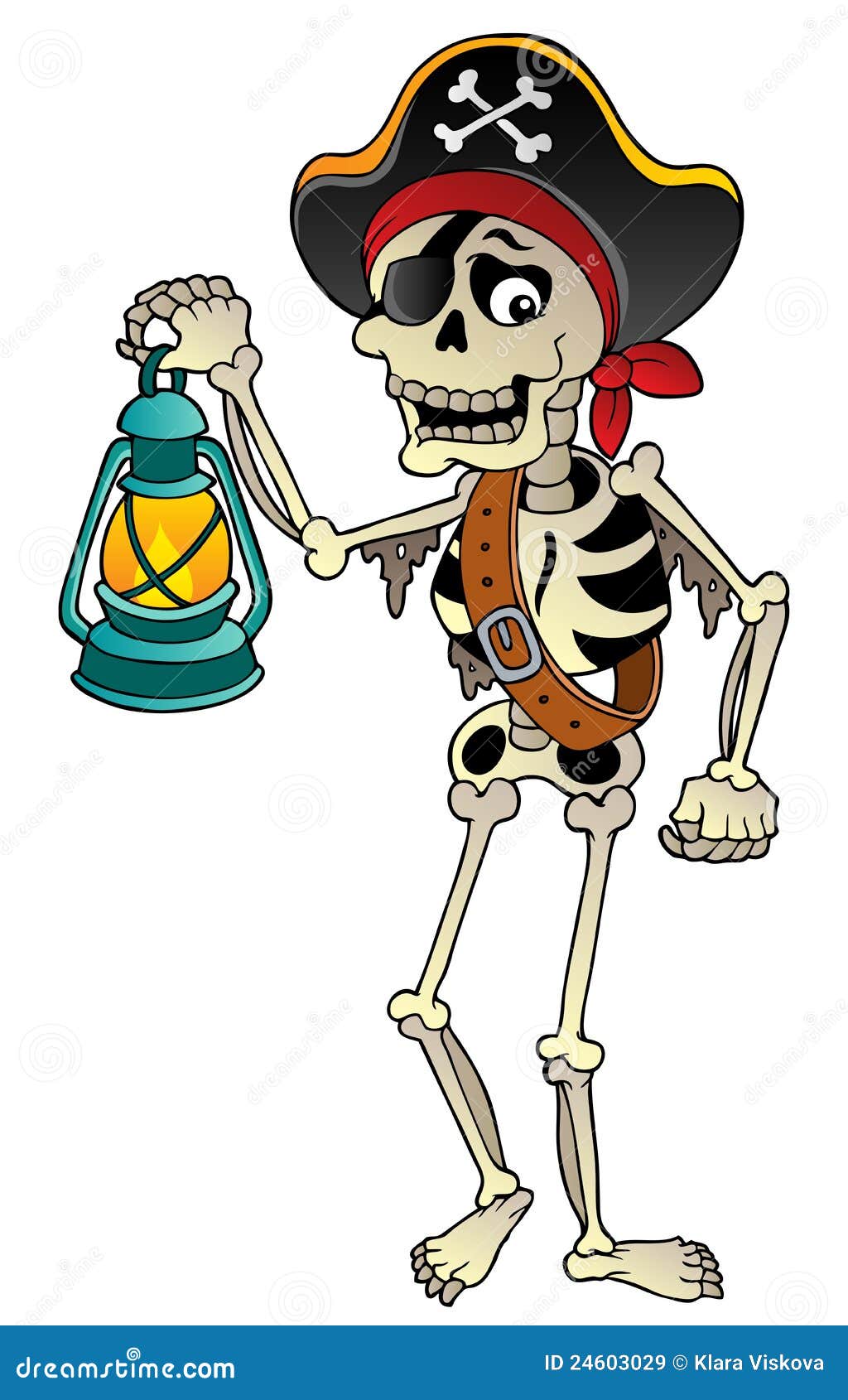 Esqueleto Del Pirata Con La Linterna Ilustración del Vector ...