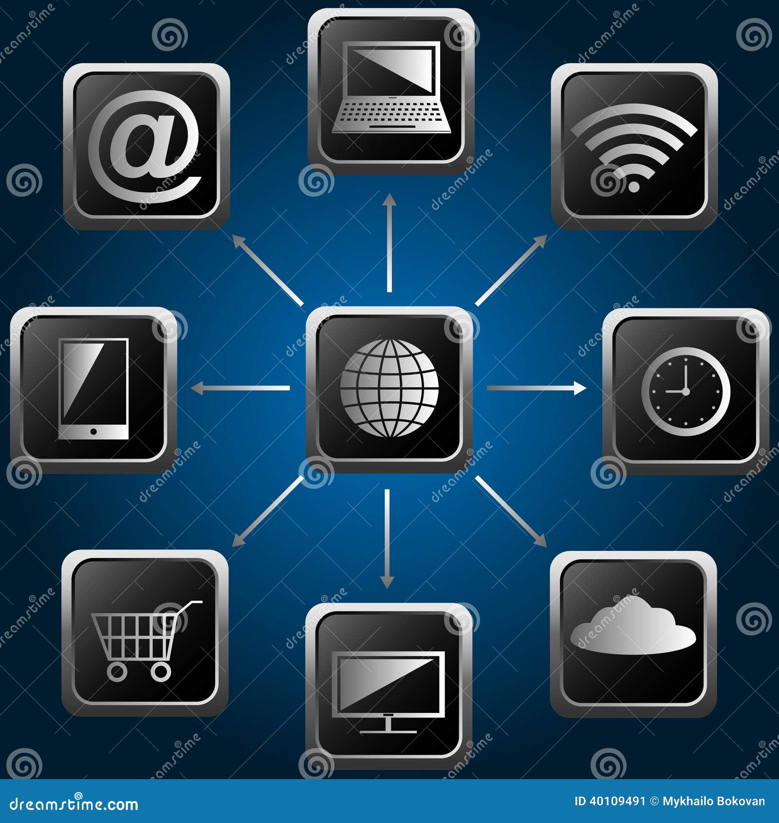 Esquema Da Tecnologia Informática Com ícones Ilustração do Vetor ...