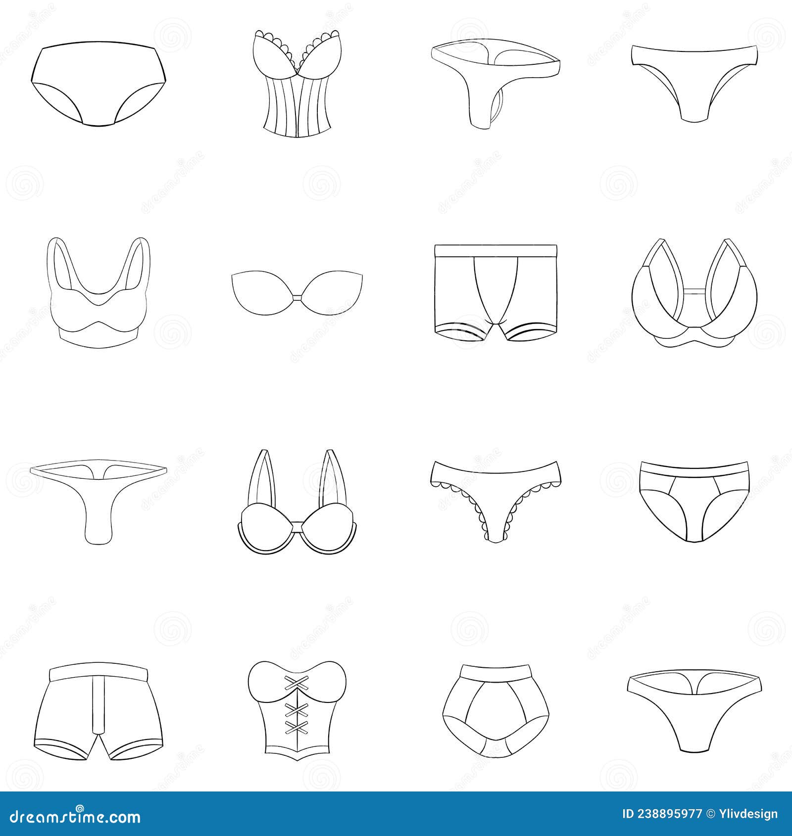 Esquema De Conjunto De Iconos De Ropa Interior Ilustración del Vector ... Esquema De Conjunto De Iconos De Ropa Interior Ilustración del Vector ...