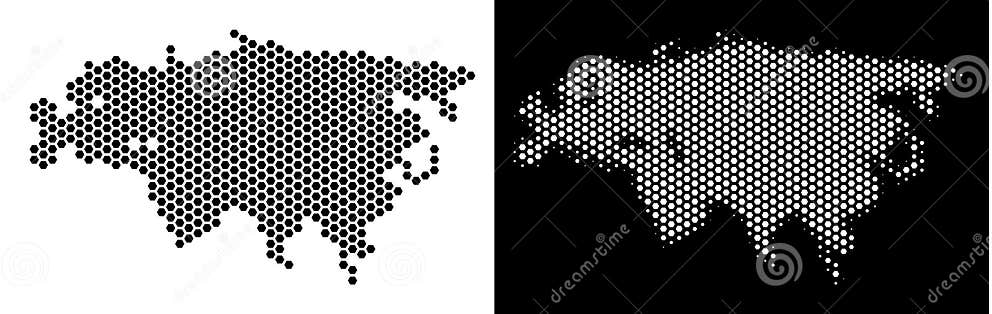 Esquema De La Hex.-teja Del Mapa De Eurasia Ilustración del Vector ...