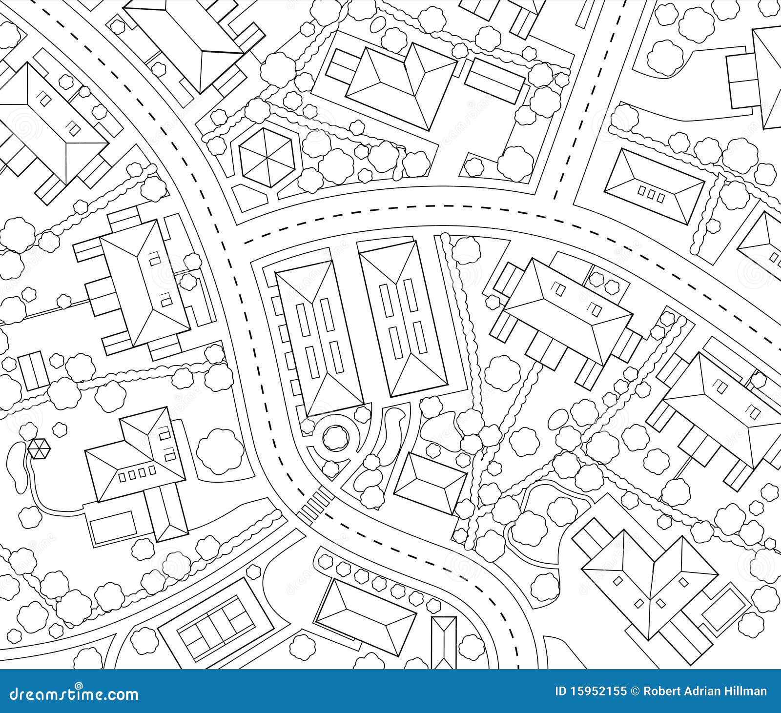 Esquema de la vecindad ilustración del vector. Ilustración de casas ...