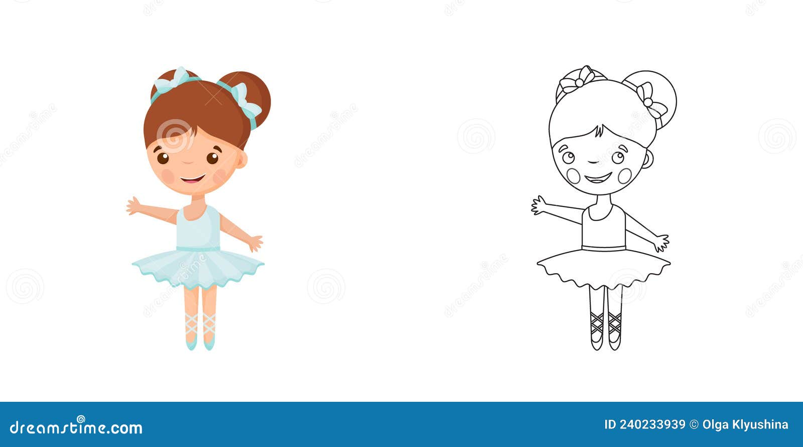 Esquema De Página De Color De La Bailarina De Ballet De Dibujos Animados O Bailarina De Ballet