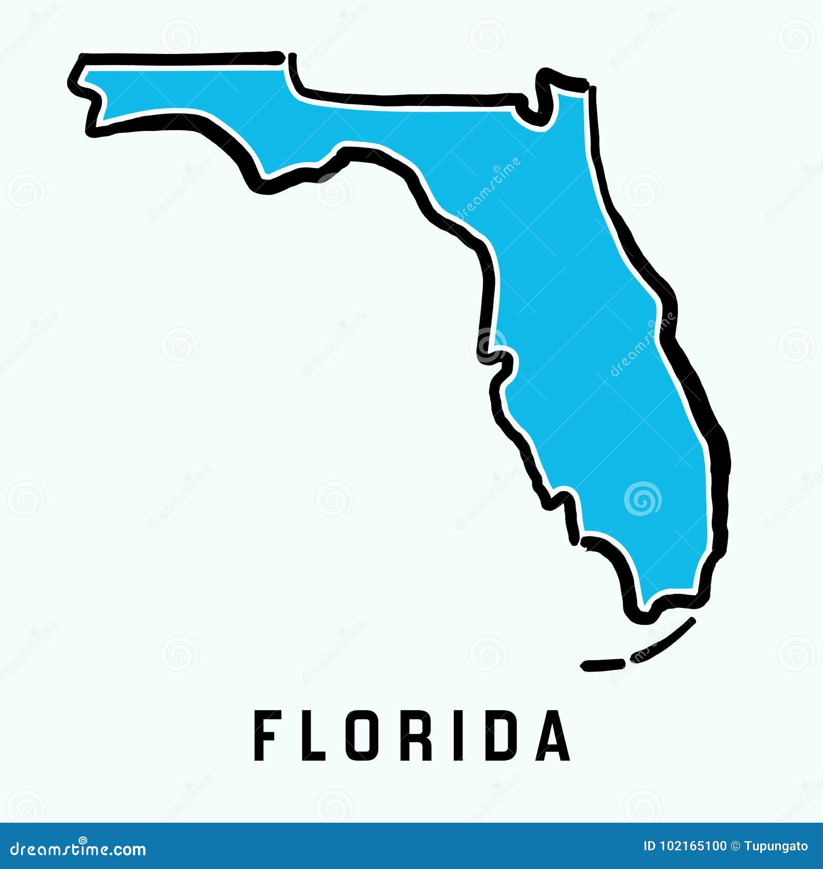 Esquema Del Mapa De La Florida Ilustración del Vector - Ilustración de ...