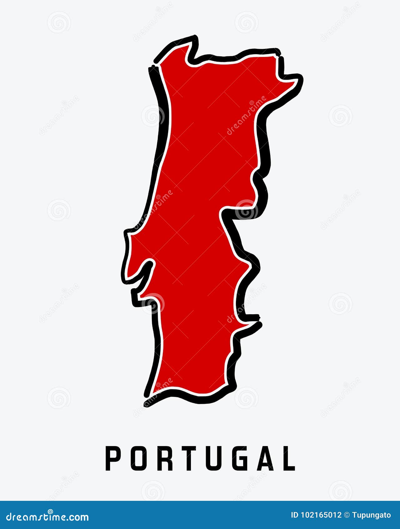 Esquema Del Mapa De Portugal Ilustración del Vector - Ilustración de ...
