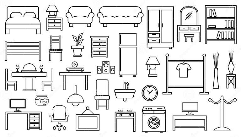 Esquema Determinado Del Icono De Los Muebles Ilustración del Vector ... Esquema Determinado Del Icono De Los Muebles Ilustración del Vector ...