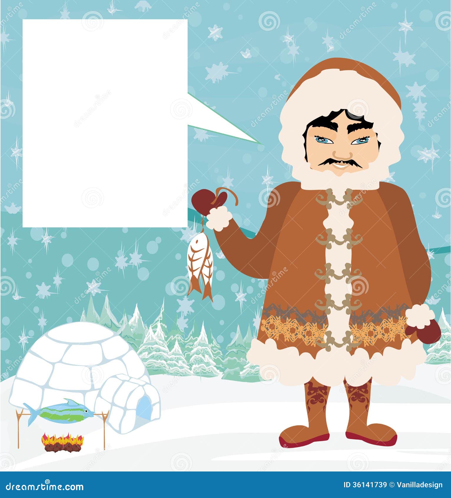 Esquimales y pescados ilustración del vector. Ilustración de inuit ...