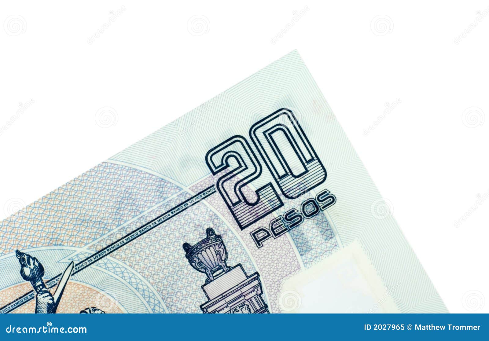 Esquina De Veinte Pesos Mexicanos Imagen de archivo - Imagen de ...