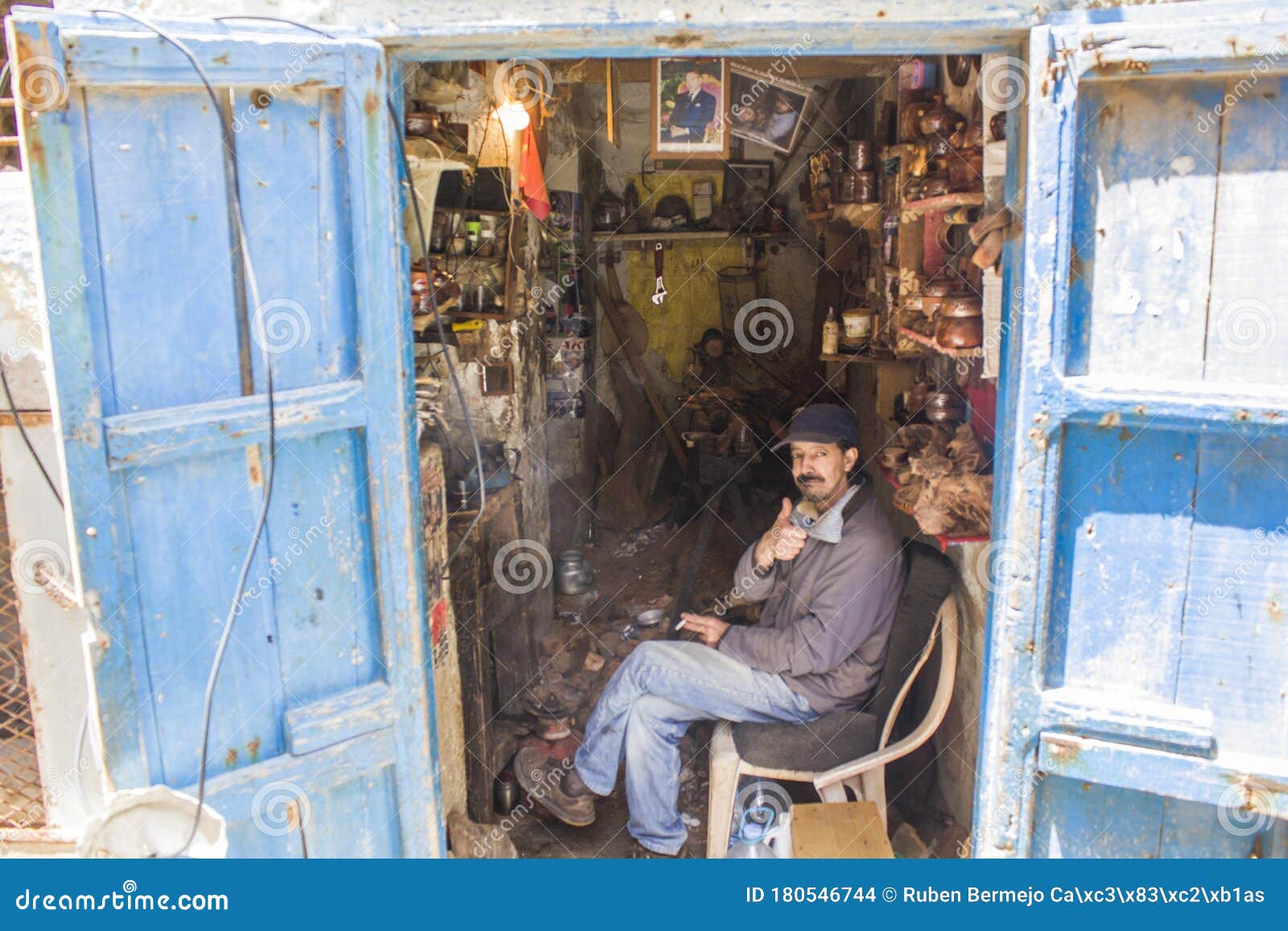 Essaouira, Morocco - May, 20, 2016: Old Carpenter in Morocco Locked in ...