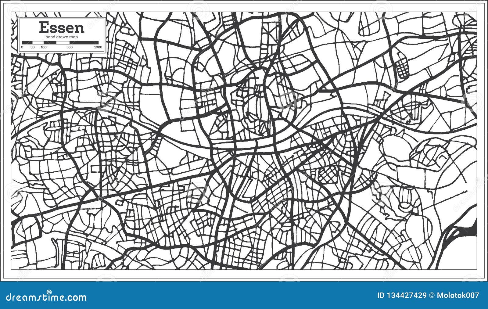 Essen Germany City Map In Retro Style. Outline Map Cartoon Vector ...