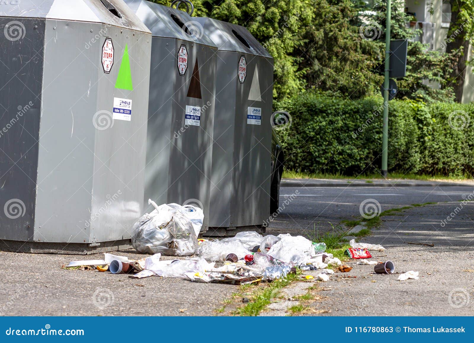 Essen , Germany - May 12 2018 : Rubbish is Lying Next To the Bin ...