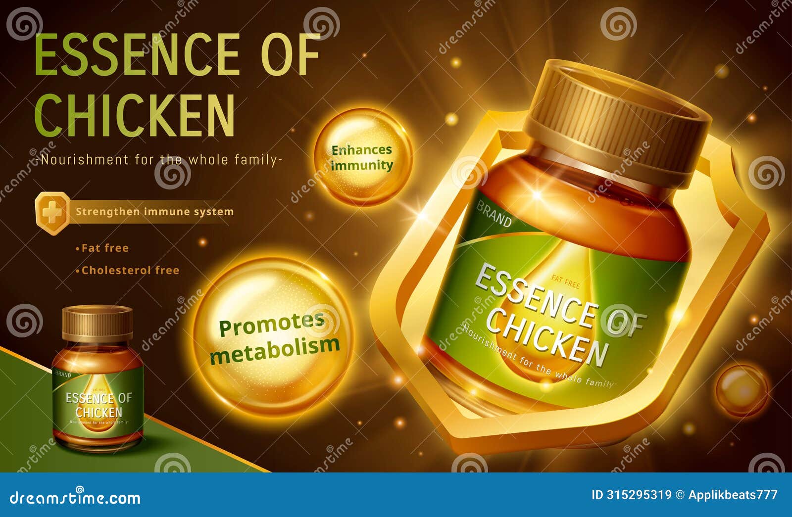 Essence of Chicken Ad Banner Stock Illustration - Illustration of ...