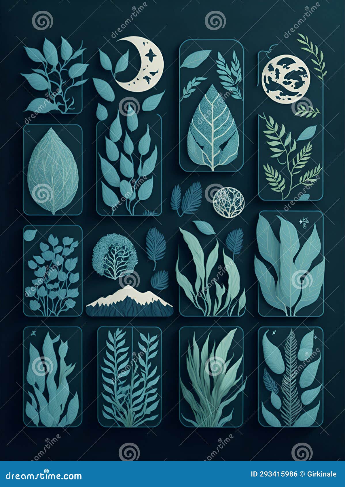 Essence of Different Natural Elements. the Sun, the Moon, the Ocean ...