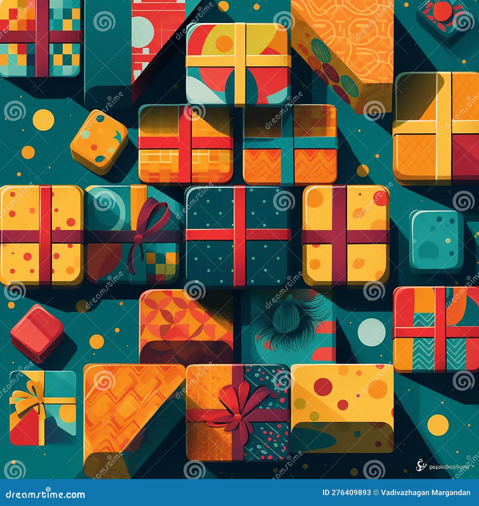Brightly Colored Gift Boxes Stock Illustration - Illustration of ...