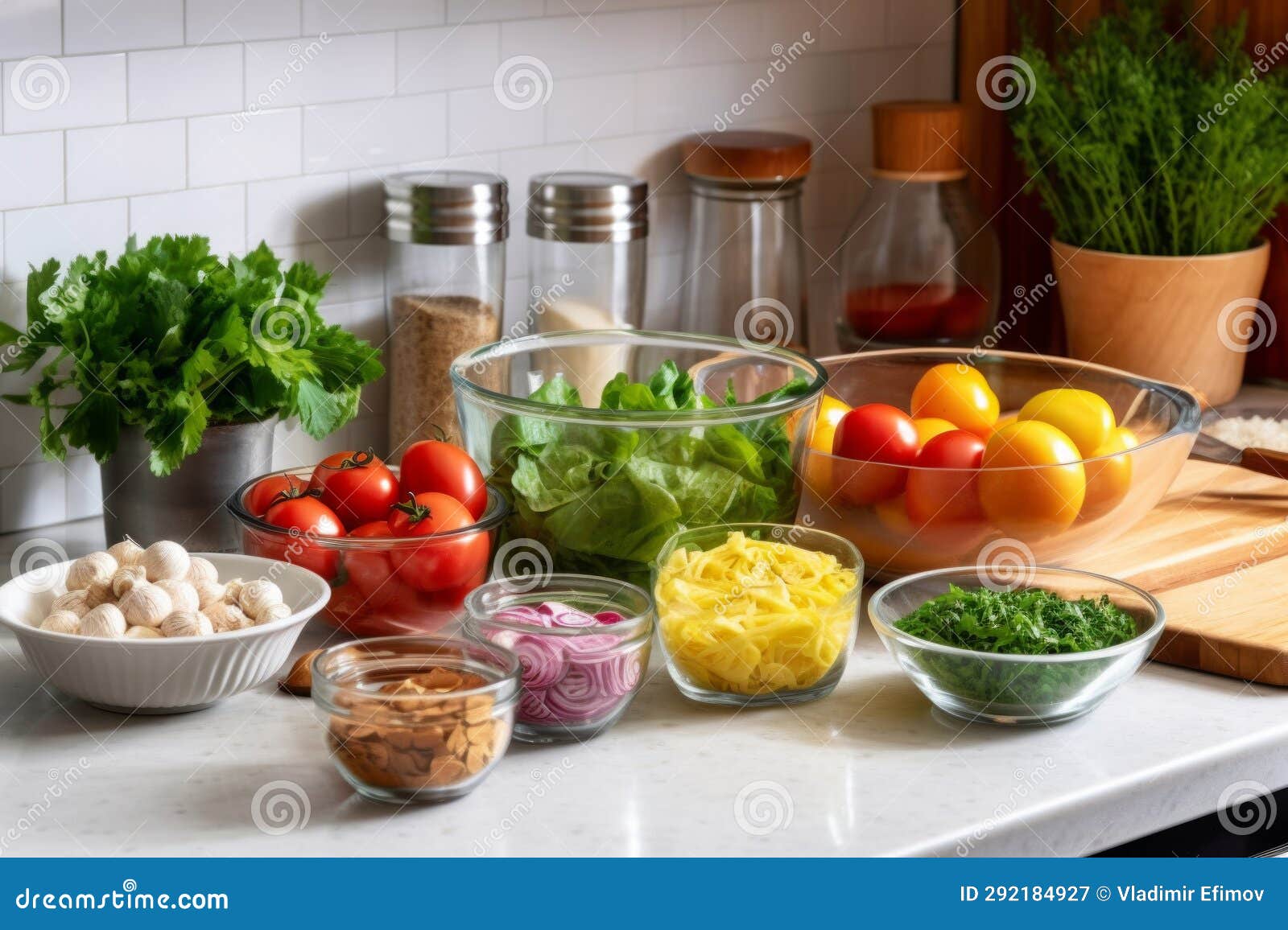 Essence of Well-stocked Kitchen, Showcasing Array of Glass Jars Filled ...