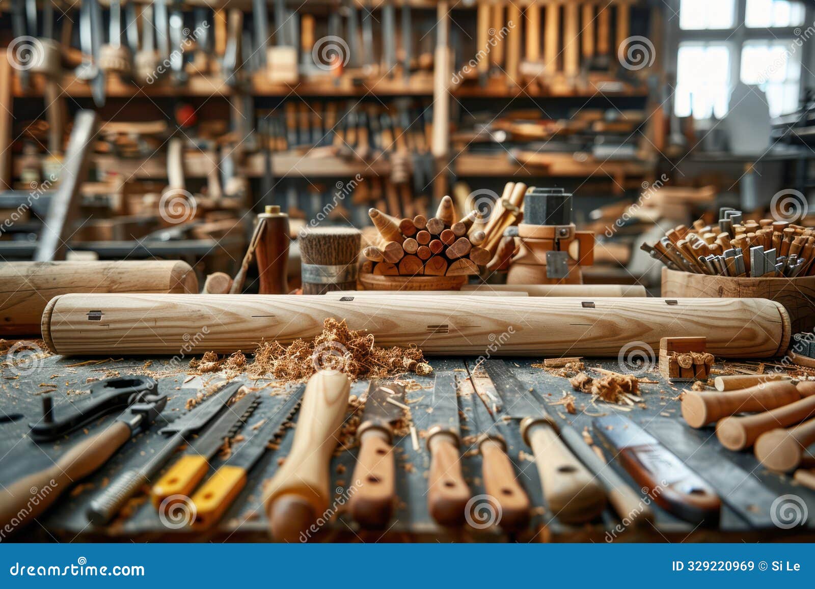 Essential Carpenter Tools on a Workshop Table: a Set of Quality ...