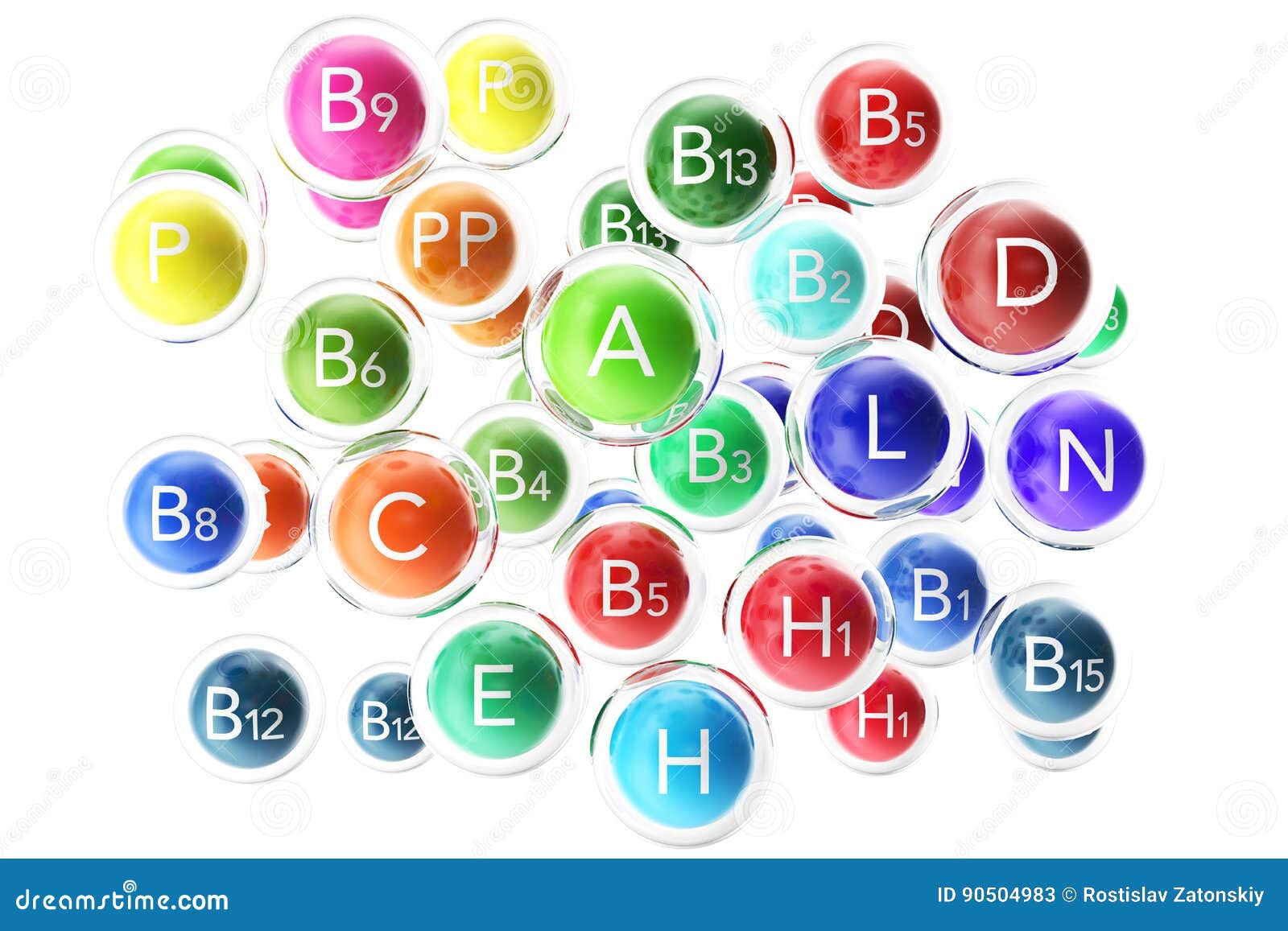 Essential Chemical Elements Nutrient Minerals Vitamins. 3d Rendering ...
