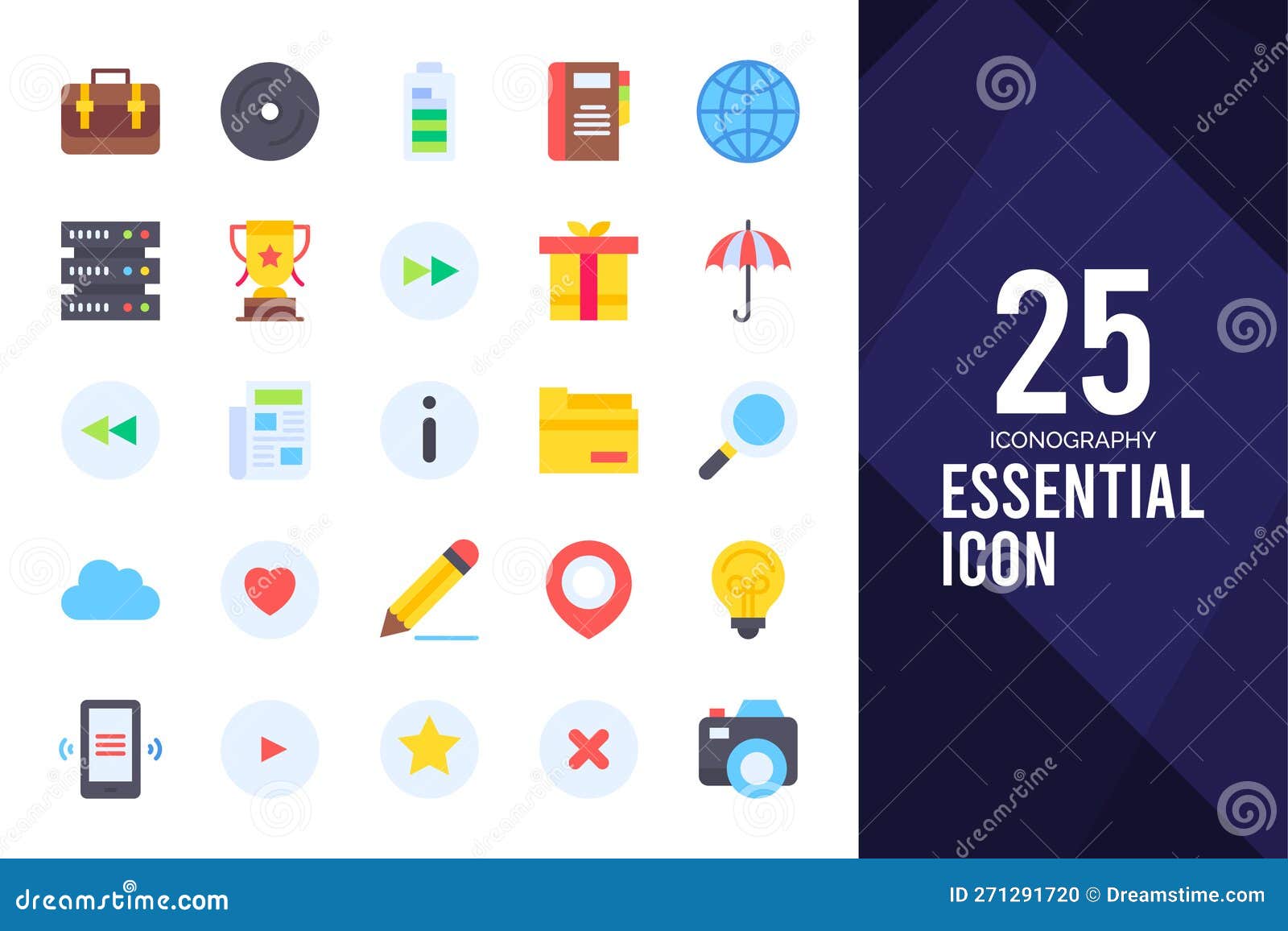 25 Essential Flat Icon Pack. Vector Illustration Stock Vector ...