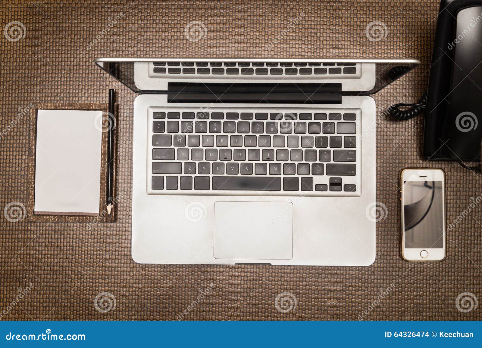 Essential Gadgets Phone, Laptop and Note Pad for Mobile Office Stock ...