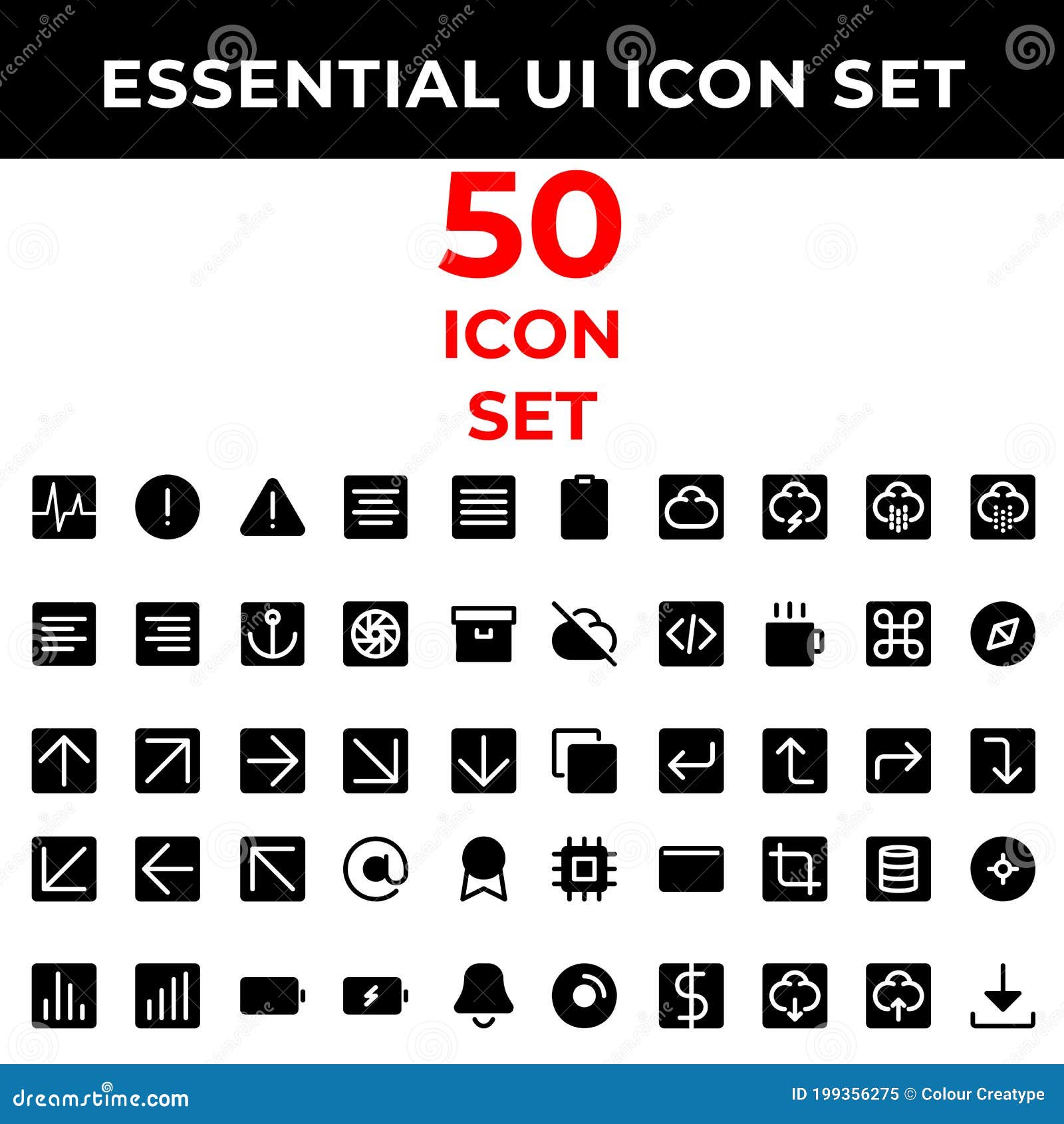 Essential Icon Set Include Activity, Warning, Center, Justify, Left ...