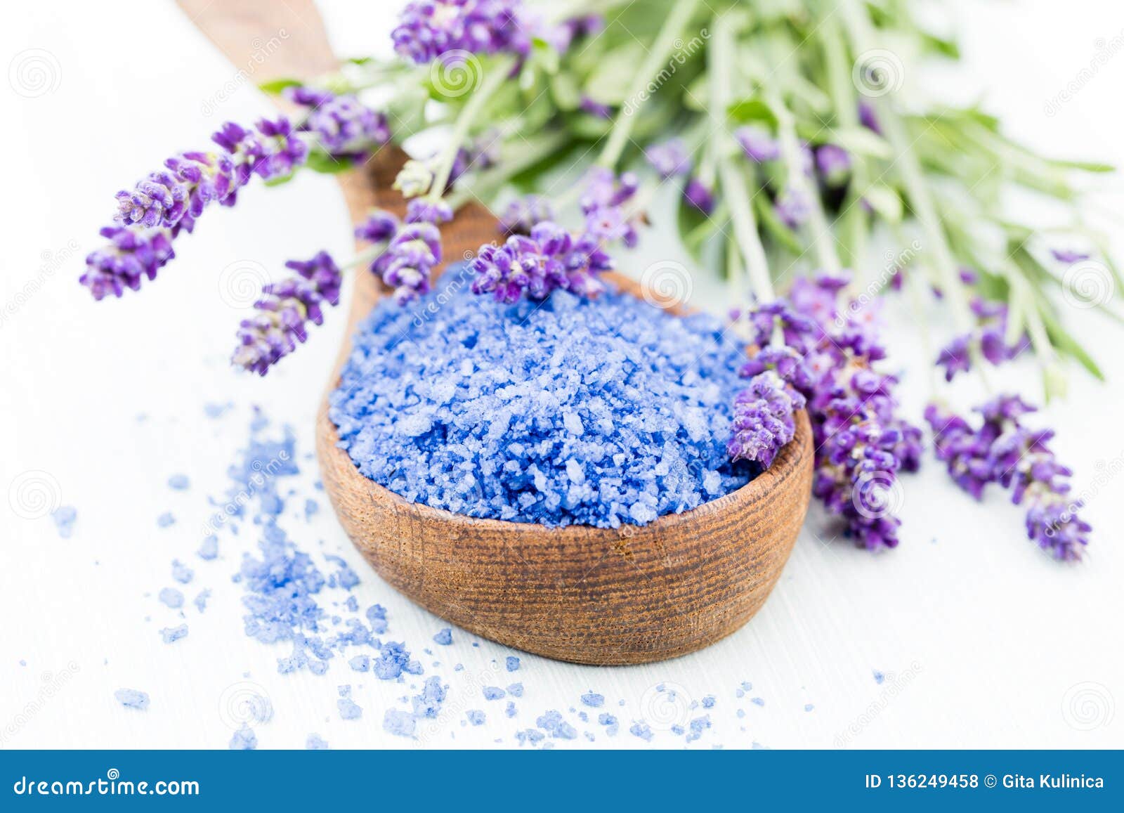 Essential Lavender Salt with Flowers Top View. Stock Photo - Image of ...