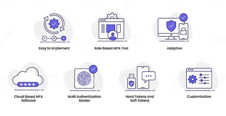 Essential Multi-Factor Authentication Icons. Stock Vector ...