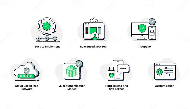 Essential Multi-Factor Authentication Icons Stock Vector - Illustration ...