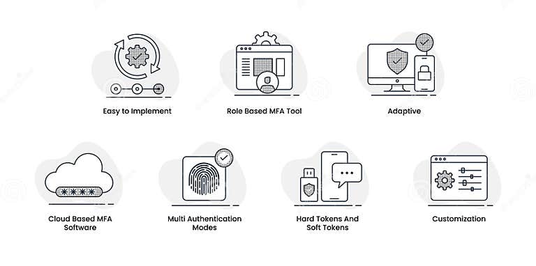 Essential Multi-Factor Authentication Icons. Stock Vector ...