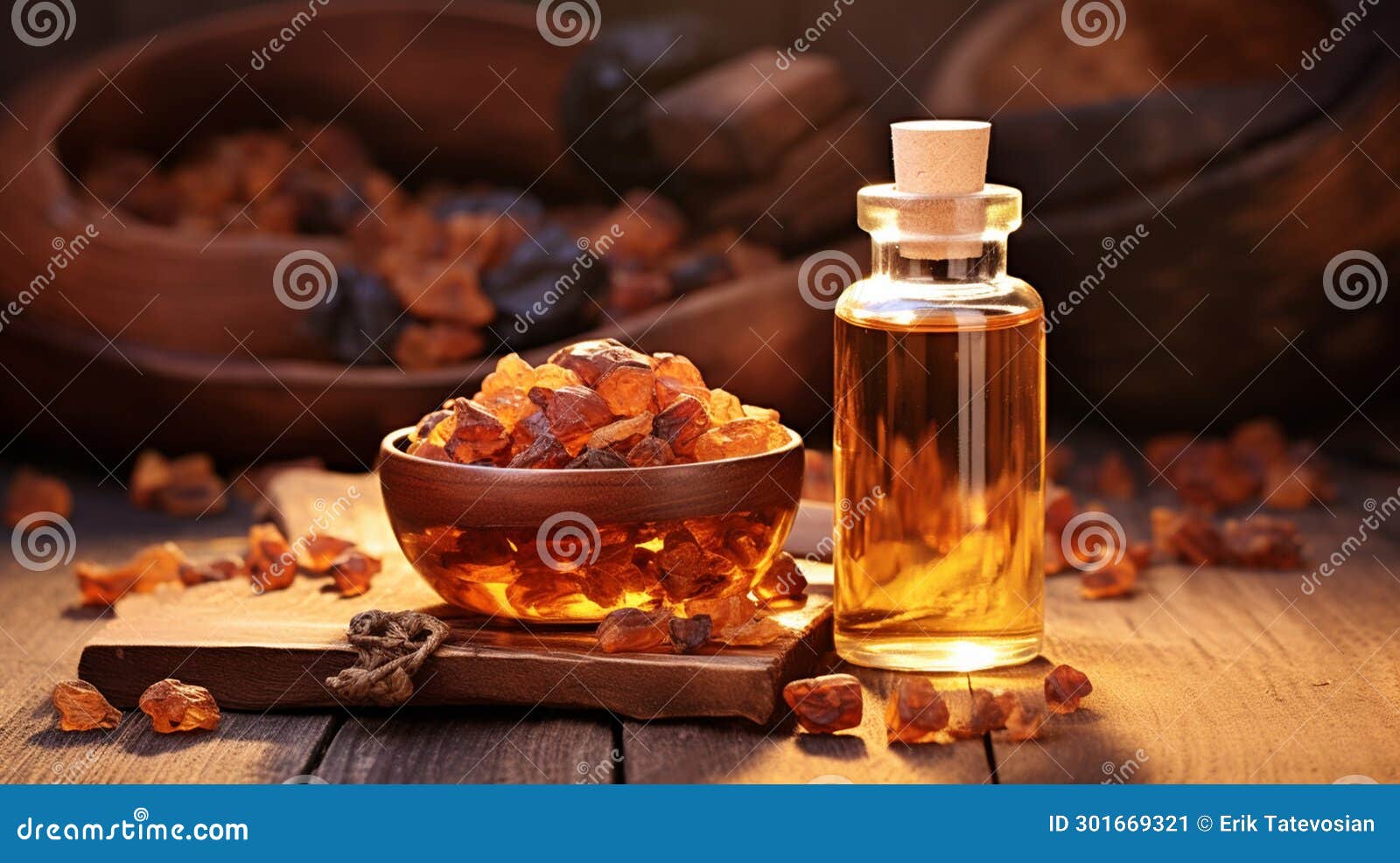Essential Myrrh in a Bottle. Generative AI, Stock Illustration ... Essential Myrrh in a Bottle. Generative AI, Stock Illustration ...