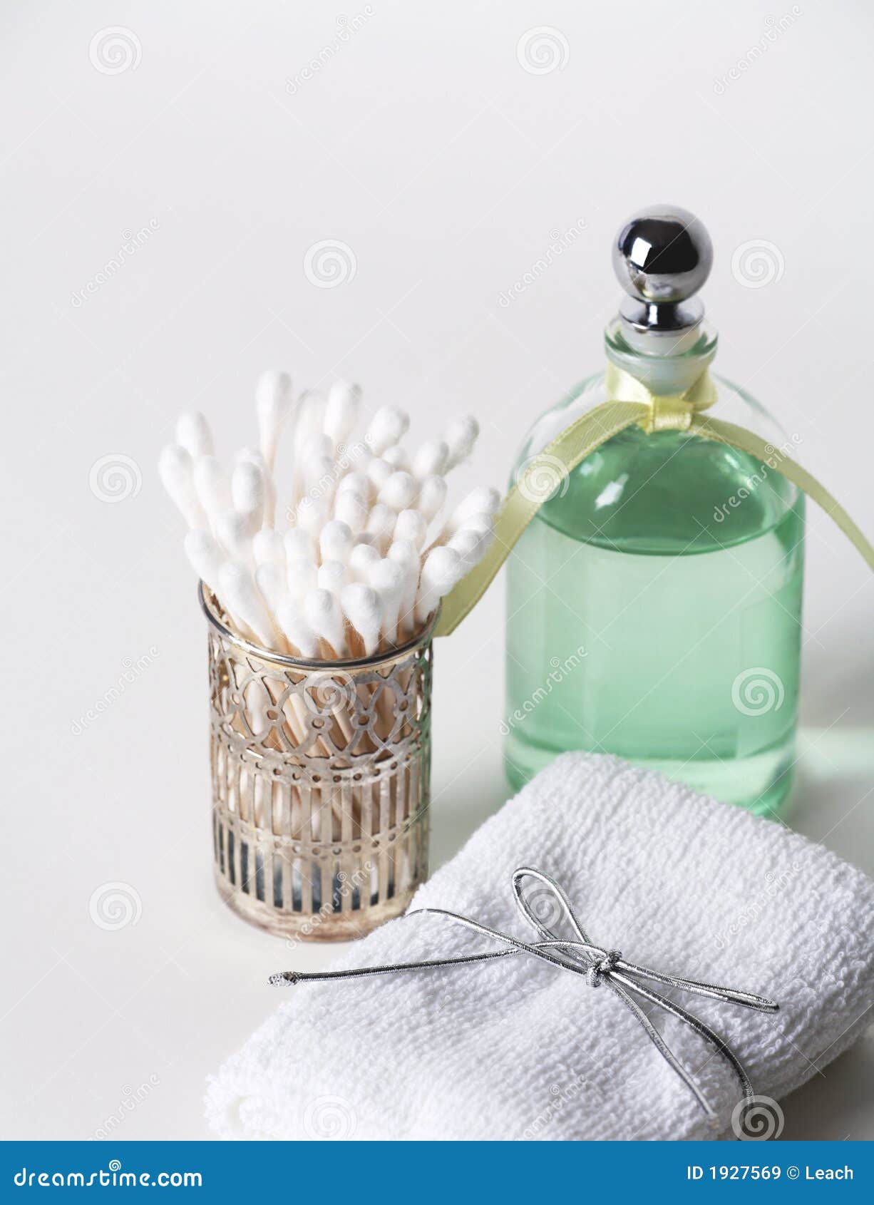 Essential Oil and Bath Cloth and Cotton Swabs Stock Image - Image of ...