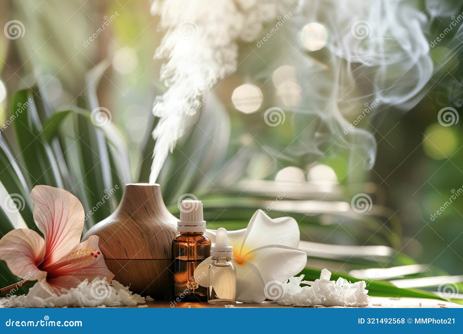 Essential Oil Bottles with Diffuser Mist Stock Illustration ...