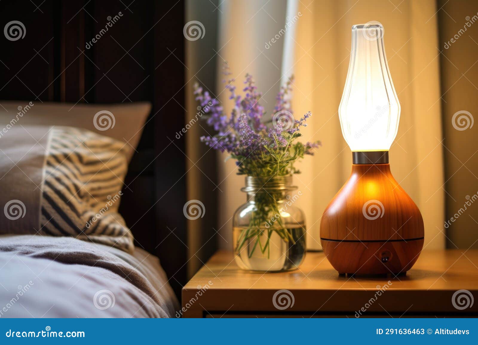 Essential Oil Diffuser on a Bedside Table Stock Image - Image of home ...