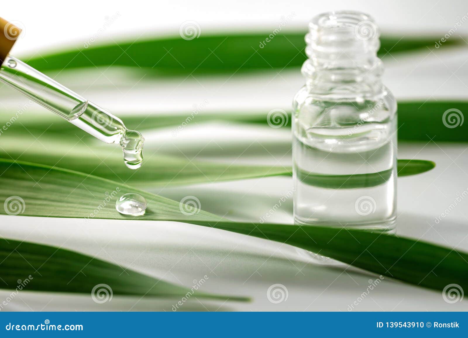 Essential Oil Drop Falling on Green Leaf from Dropper Stock Photo ...