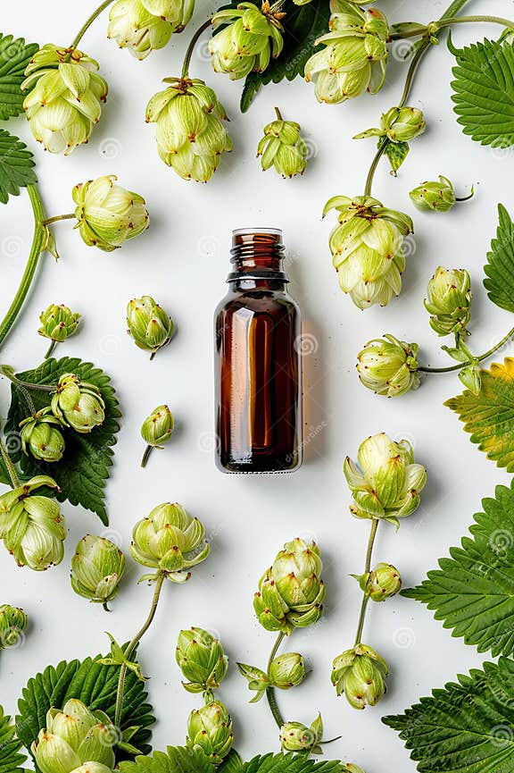 Essential Oil of Hops Top View. Selective Focus Stock Illustration ...