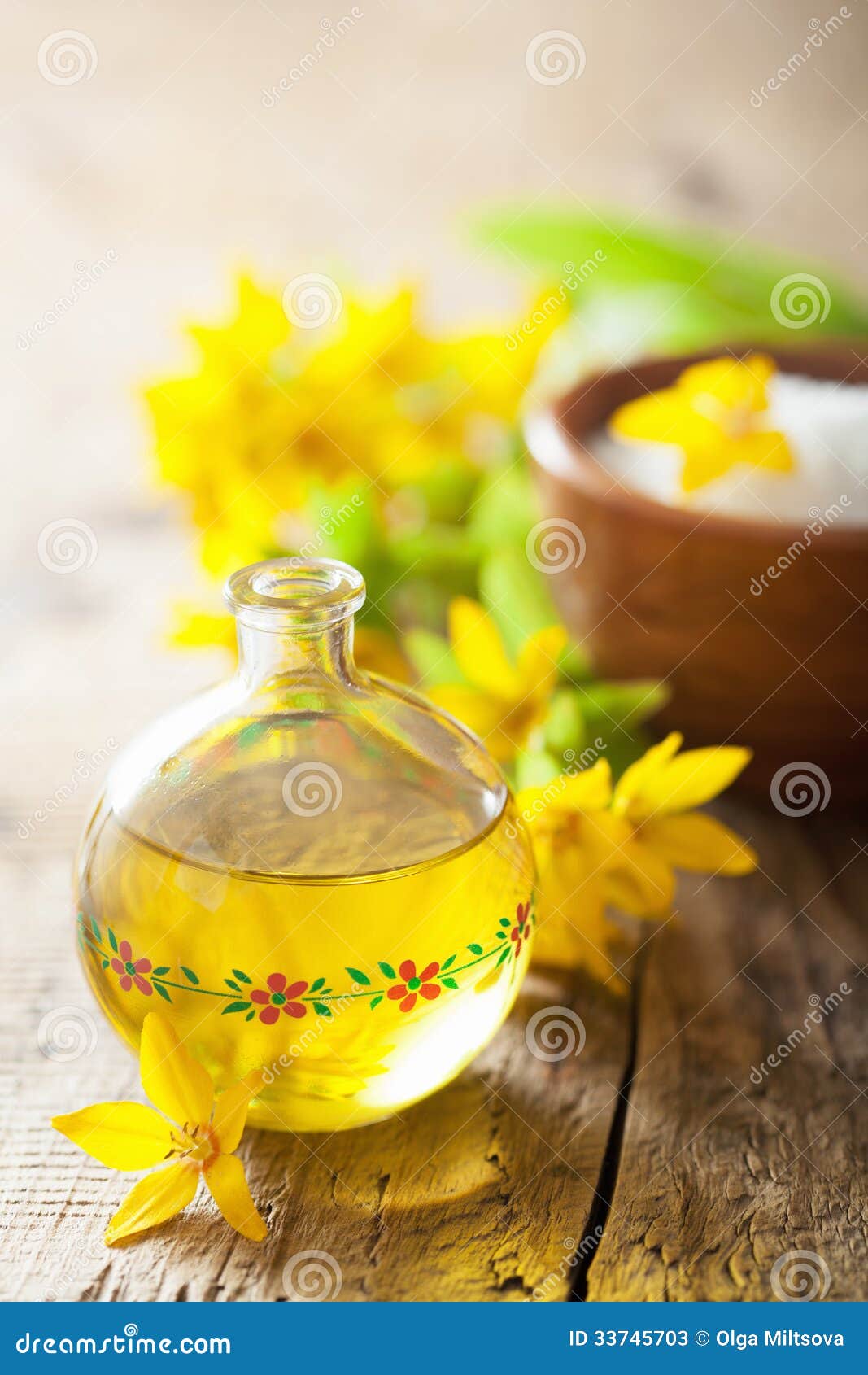 Essential Oil and Yellow Flowers for Spa Stock Image - Image of bottle ...