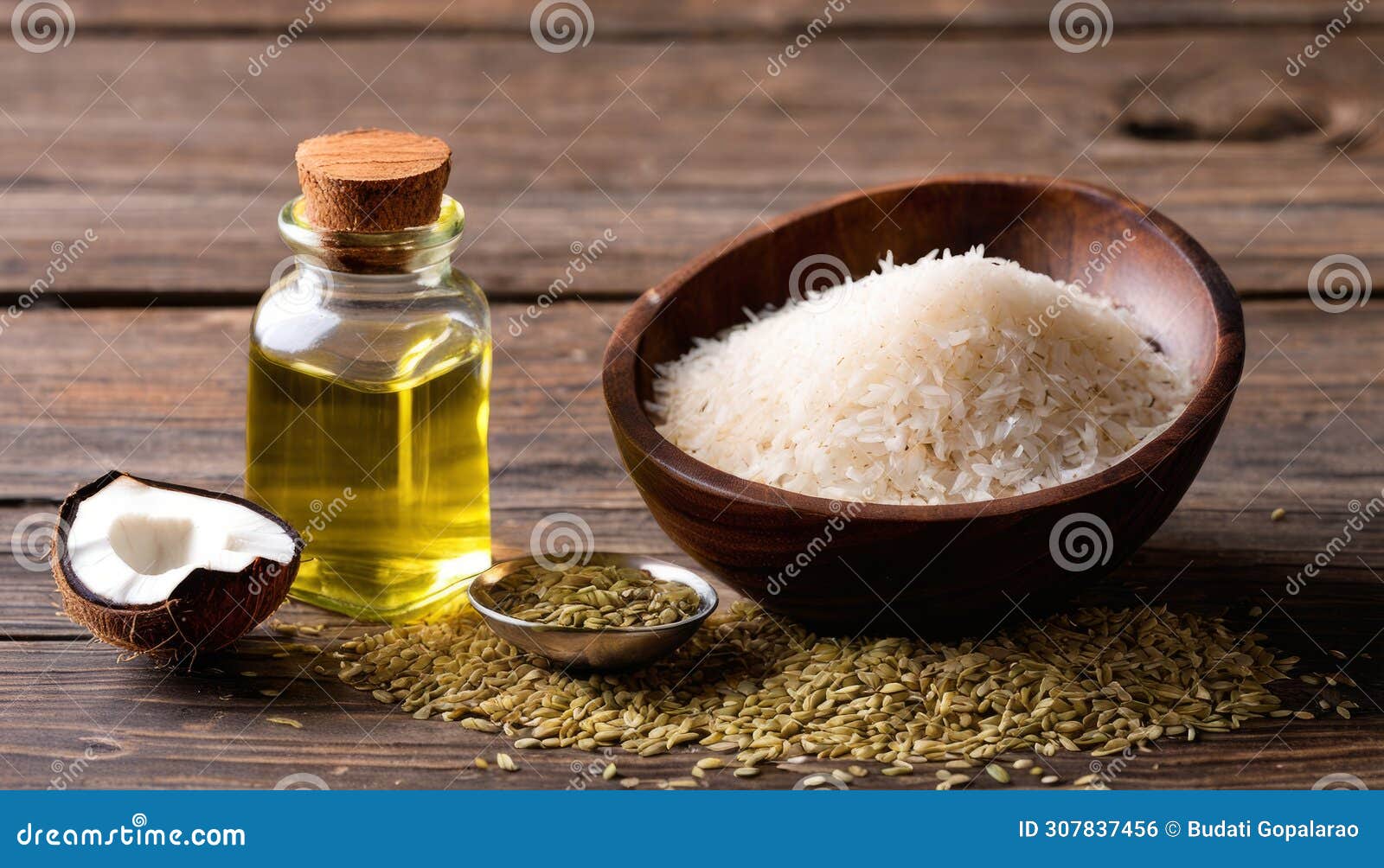 Essential Oils and Grains for a Healthy Lifestyle Stock Illustration ...