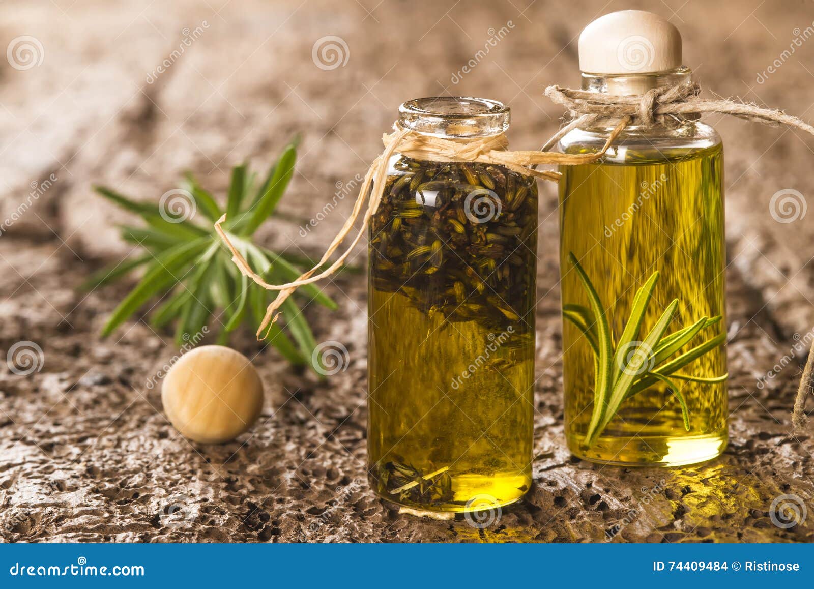 Essential Oils of Lavender and Rosemary Stock Photo - Image of herbal ...