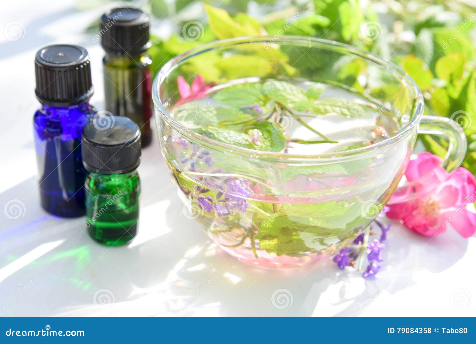 Essential Oils And Natural Herbal Drink Stock Photo - Image of skin ...