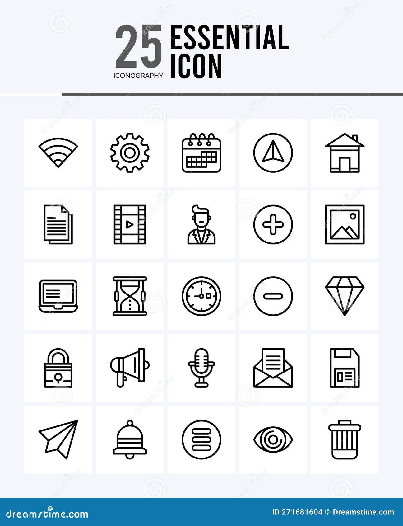 25 Essential Outline Icons Pack Vector Illustration Stock Vector ...
