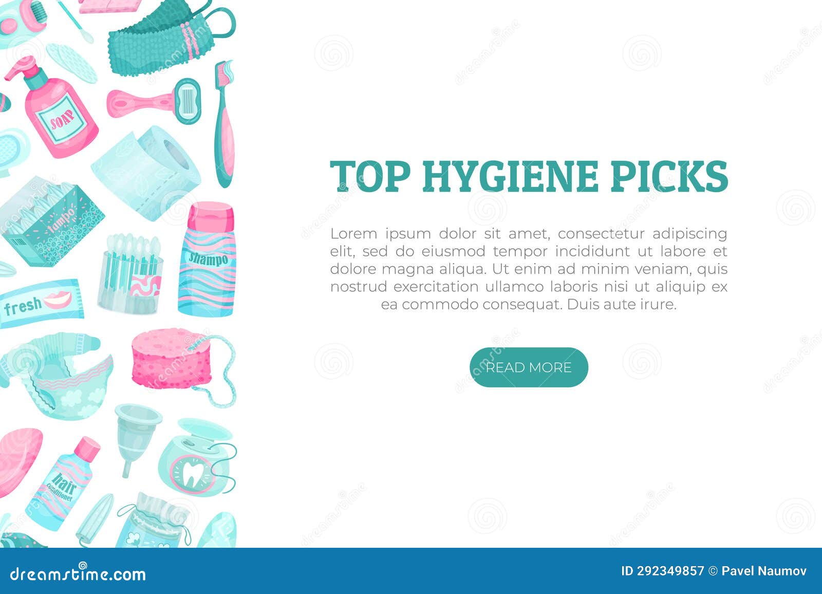 Essential Personal Hygiene Items Banner Design Vector Template Stock ...