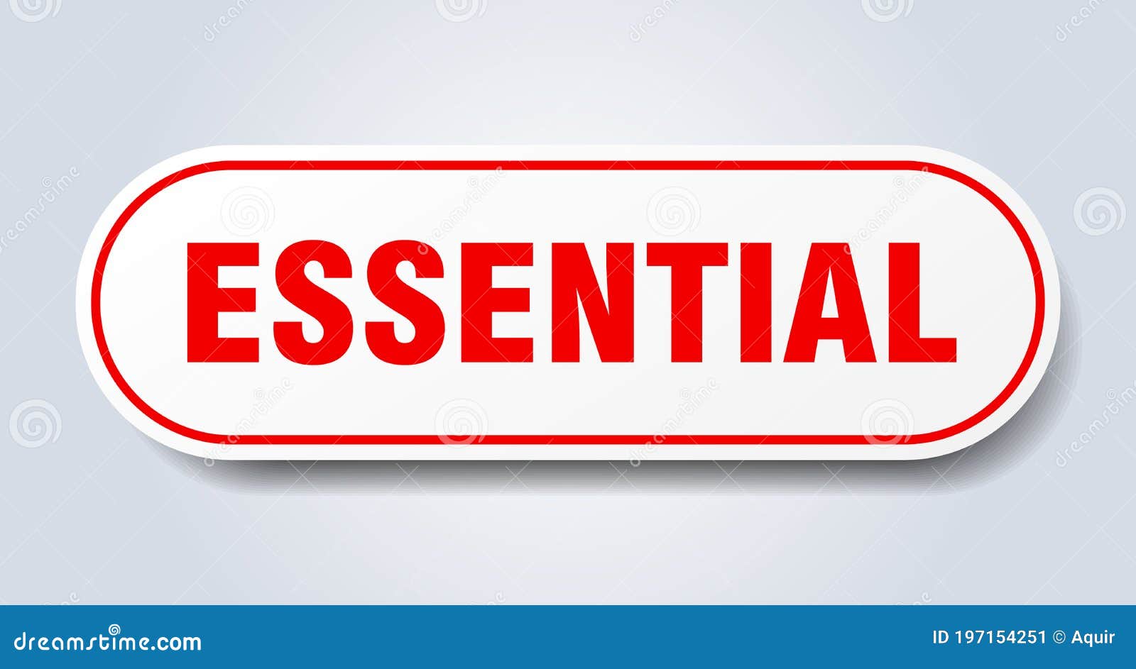 Essential Sign. Rounded Isolated Button. White Sticker Stock Vector ...