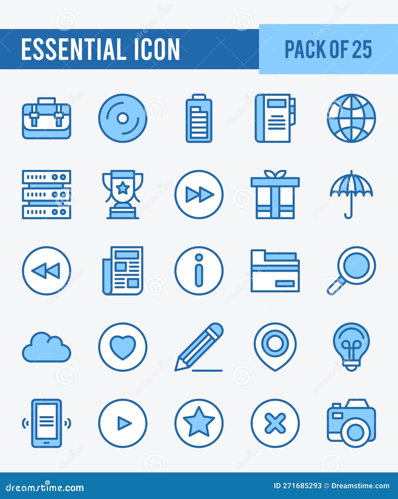 25 Essential. Two Color Icons Pack. Vector Illustration Stock Vector ...