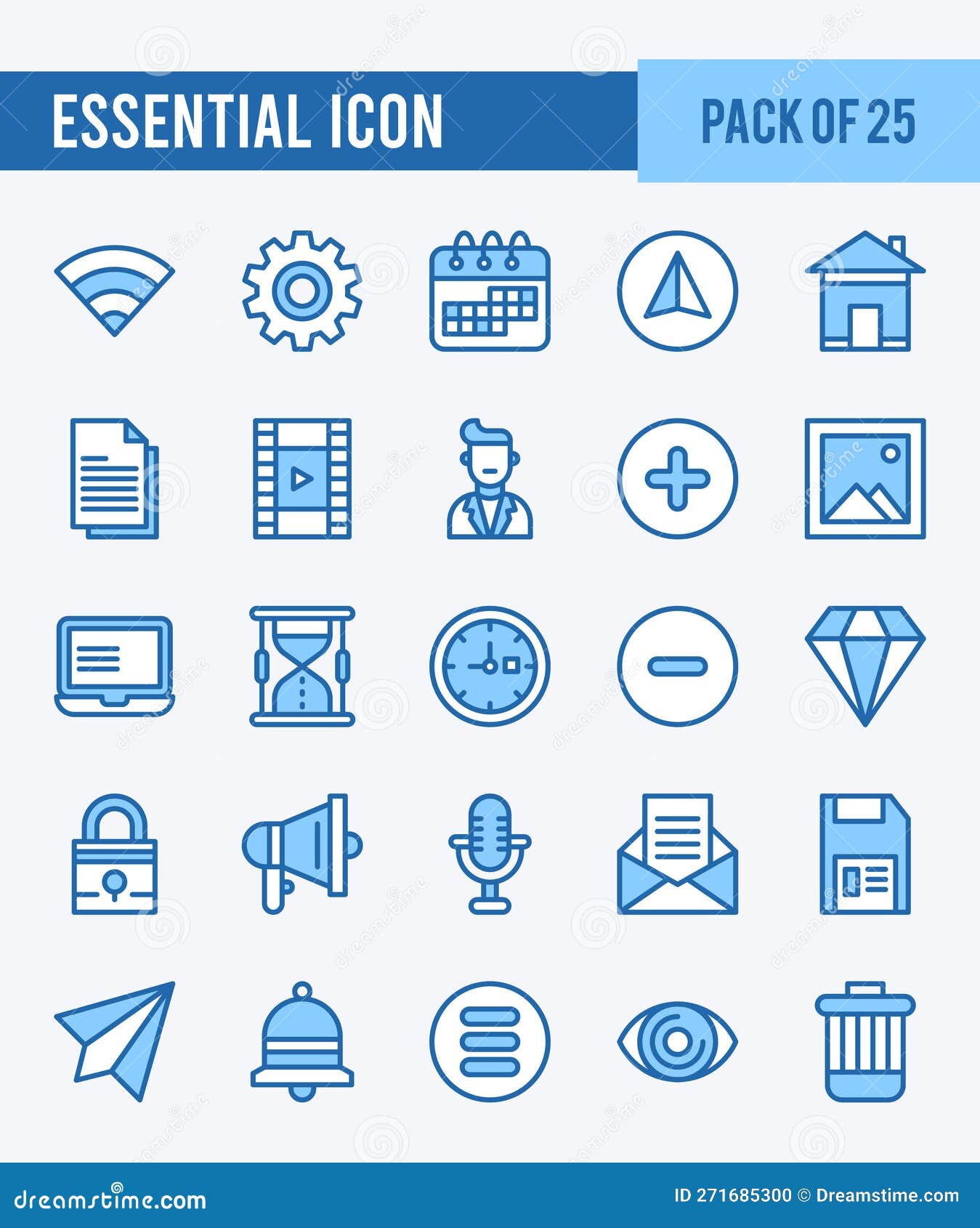 25 Essential. Two Color Icons Pack. Vector Illustration Stock Vector ...