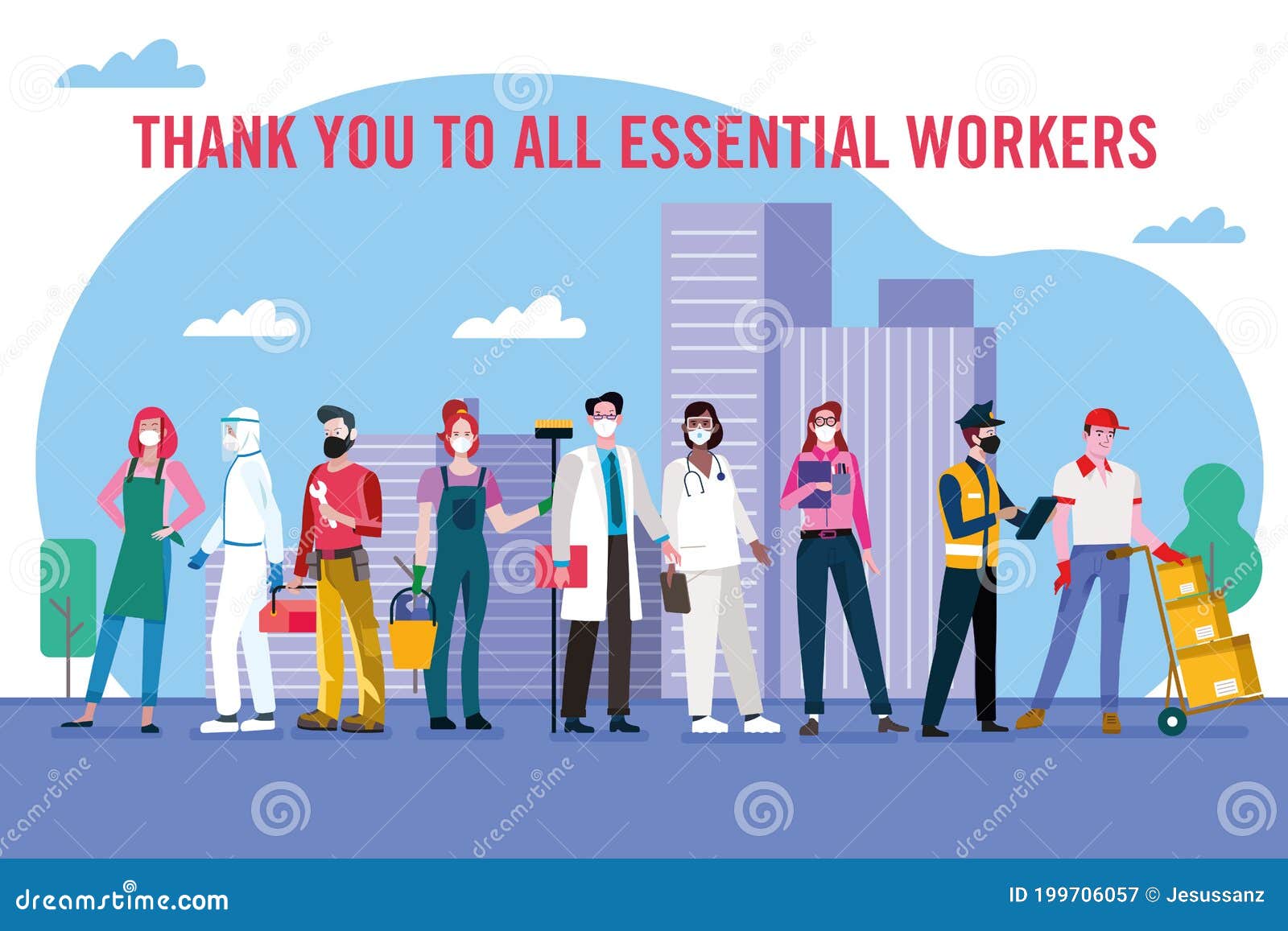 Essentials Frontline Employees Social Media Post Mockup Cartoon Vector ...