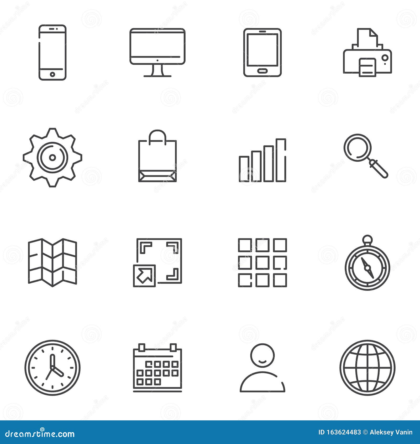 Essentials line icons set stock vector. Illustration of essentials ...